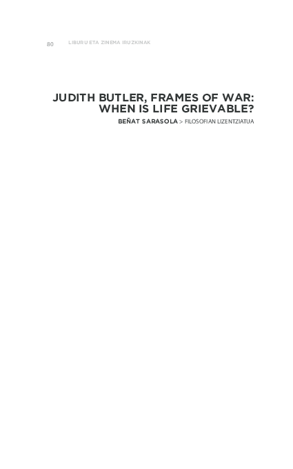 (PDF) "Frames of War: When Is Life Grievable?" by Judith Butler | Hausnart