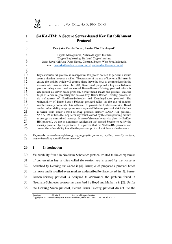 (PDF) SAKA-HM: A Secure Server-based Key Establishment Protocol