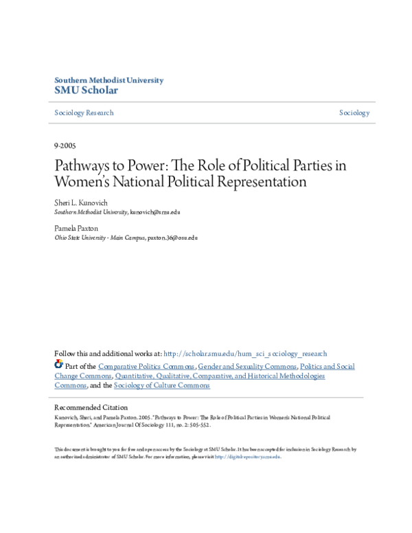 (PDF) Pathways to Power: The Role of Political Parties in Women’s ...