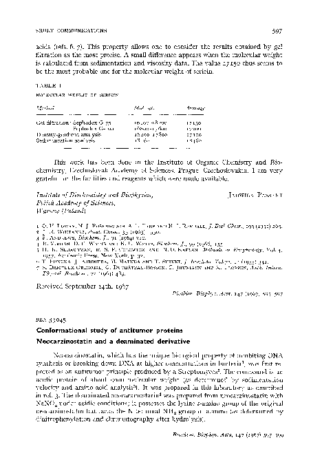 (PDF) Conformational study of antitumor proteins. Neocarzinostatin and ...