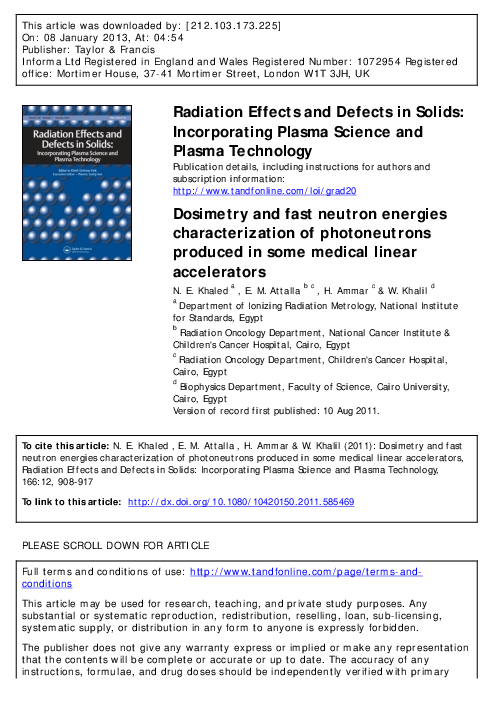 (PDF) Dosimetry and fast neutron energies characterization of ...