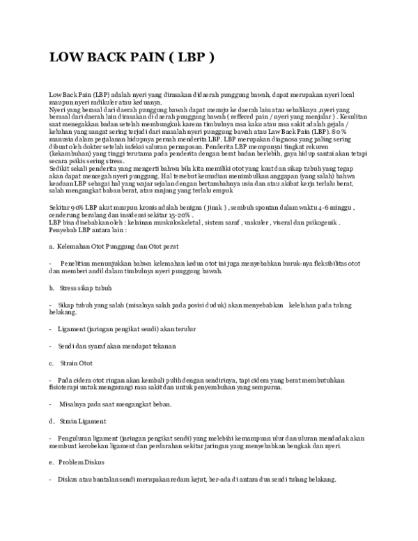 (DOC) LOW BACK PAIN ( LBP