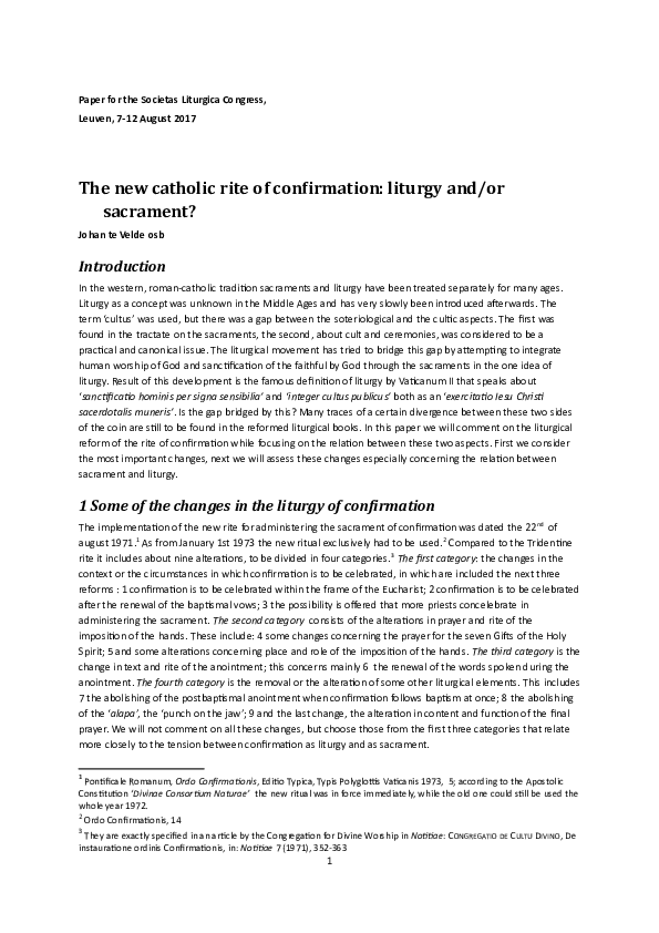 (DOC) The new catholic rite of confirmation: liturgy and/ or sacrament