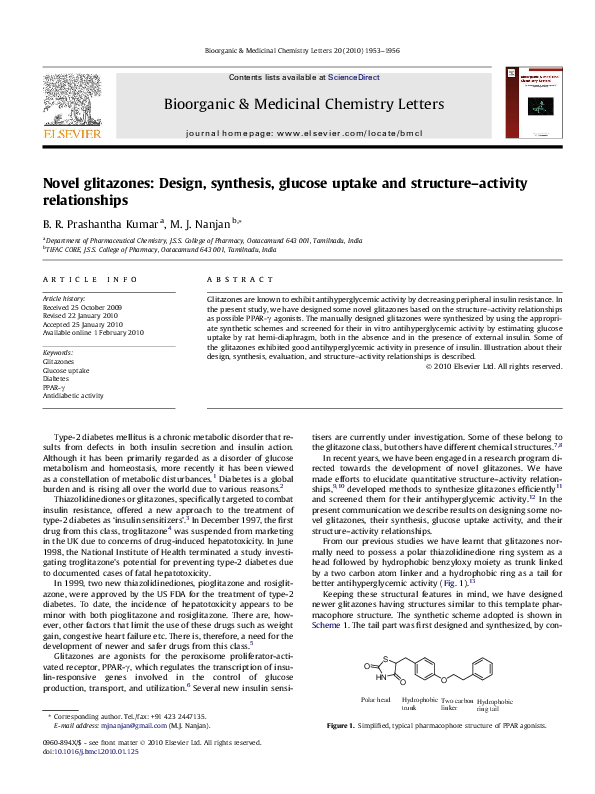 (PDF) Novel glitazones: Design, synthesis, glucose uptake and structure ...