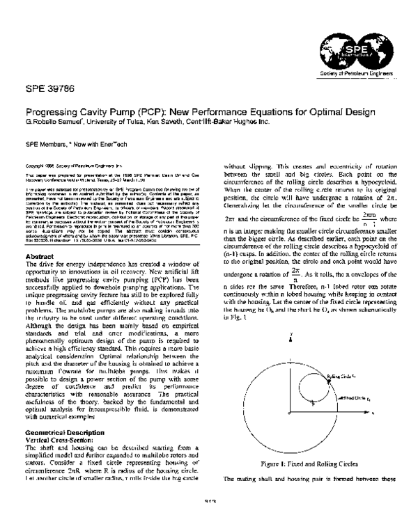 (PDF) Society of Petroleum Engineers SPE 39786 Progressing Cavity Pump ...