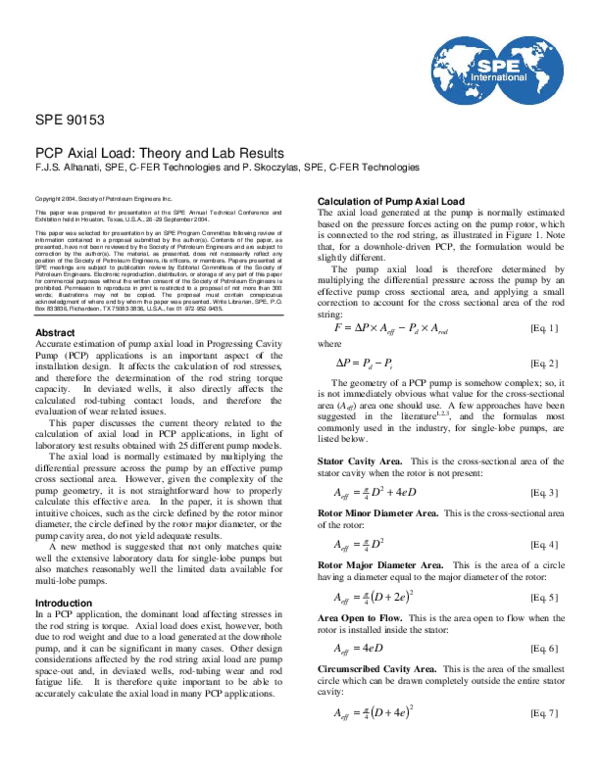 (PDF) PCP Axial Load: Theory and Lab Results