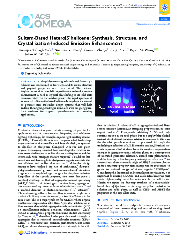(PDF) Sultam-Based Hetero[5]helicene: Synthesis, Structure, and ...