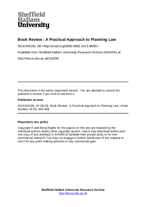 (PDF) A Practical Approach to Planning Law