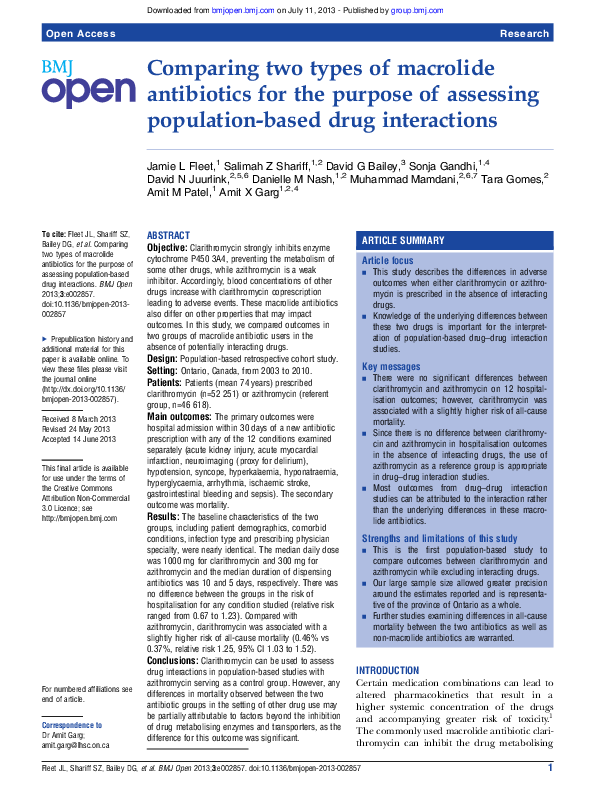 (PDF) Comparing two types of macrolide antibiotics for the purpose of ...