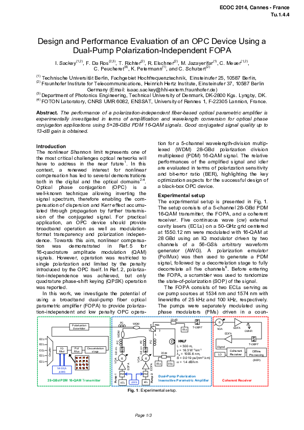 (PDF) Design and performance evaluation of an OPC device using a dual-pump polarization ...