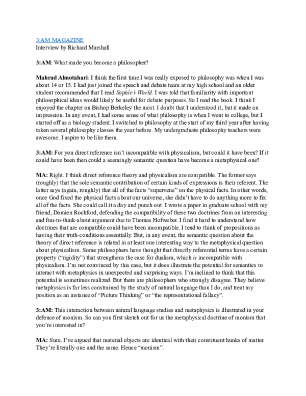 (PDF) Interview with _3AM: Magazine_