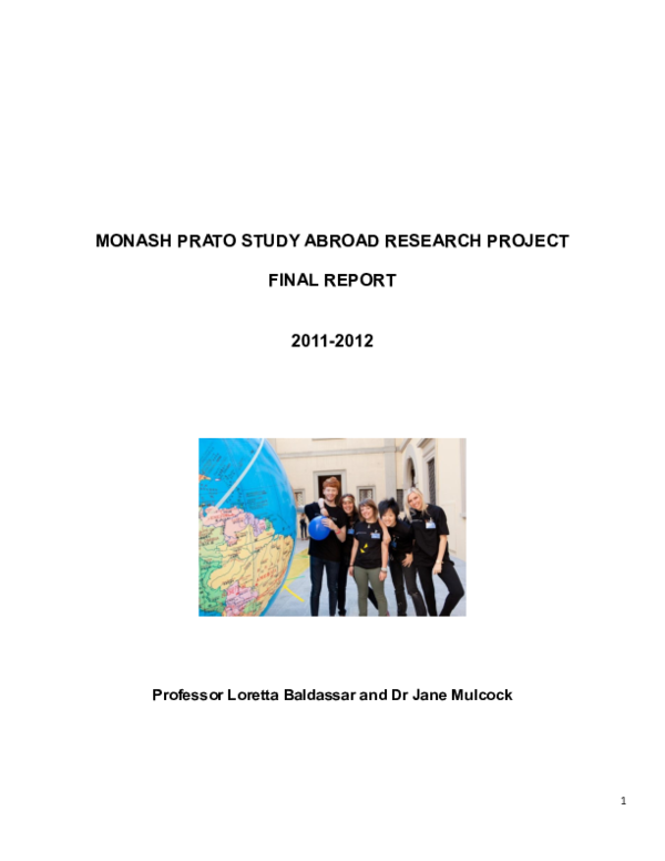 (PDF) Baldassar, L. & Mulcock, J. (2012) Monash Prato Study Abroad ...