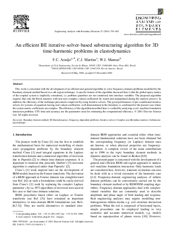 Pdf An Efficient Be Iterative Solver Based Substructuring Algorithm