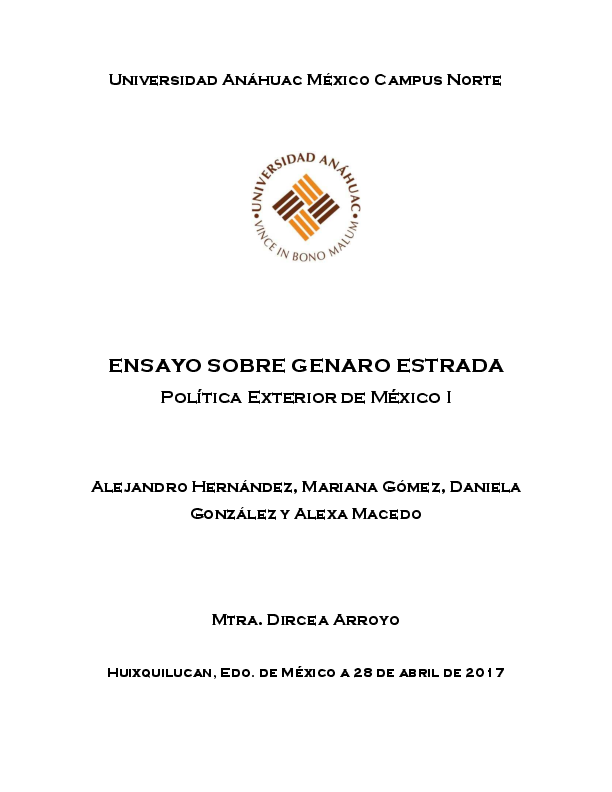 (PDF) Ensayo sobre la Política Exterior de Genaro Estrada