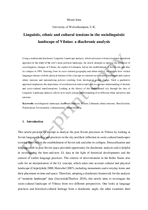 (DOC) Linguistic, ethnic and cultural tensions in the sociolinguistic ...