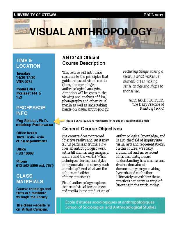 (PDF) Visual Anthropology Syllabus Fall 2017