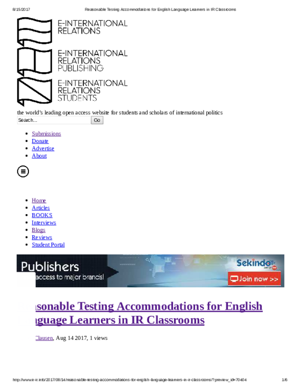 (PDF) Do Proper Accommodation Assignments Make a Difference? Examining ...