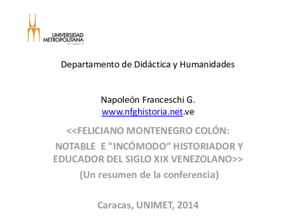 (PPT) Feliciano Montenegro Colón Conferencia