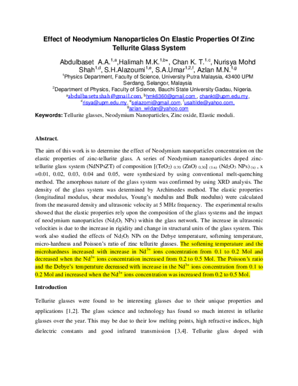 (PDF) Effect of Neodymium Nanoparticles On Elastic Properties Of Zinc ...