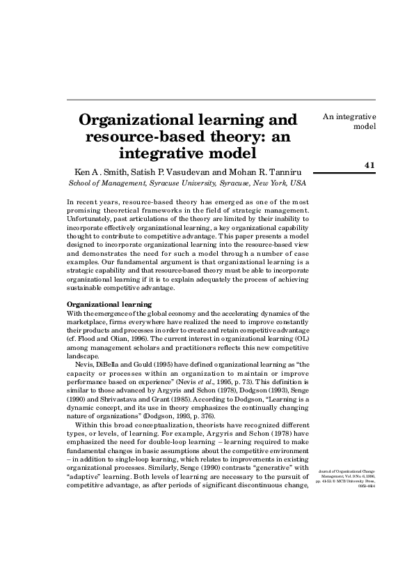 (PDF) An integrative model 41 Organizational learning and resource ...