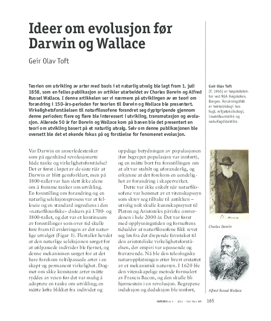 (PDF) Ideer om evolusjon før Darwin og Wallace