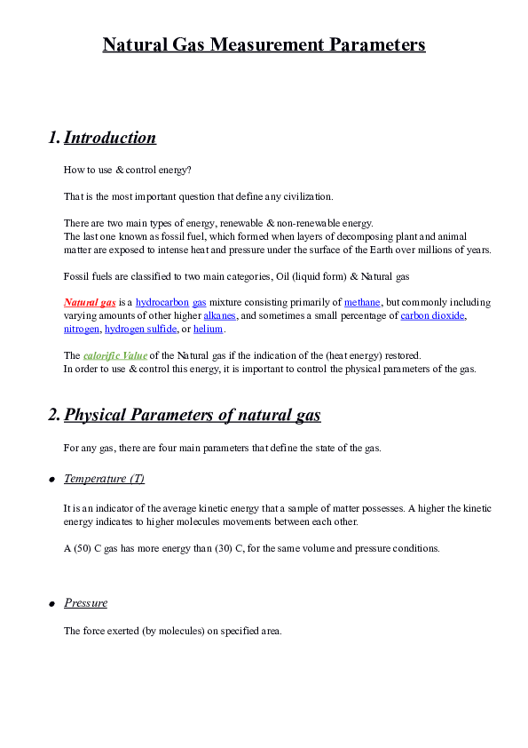 (PDF) Natural Gas Measurement Parameters