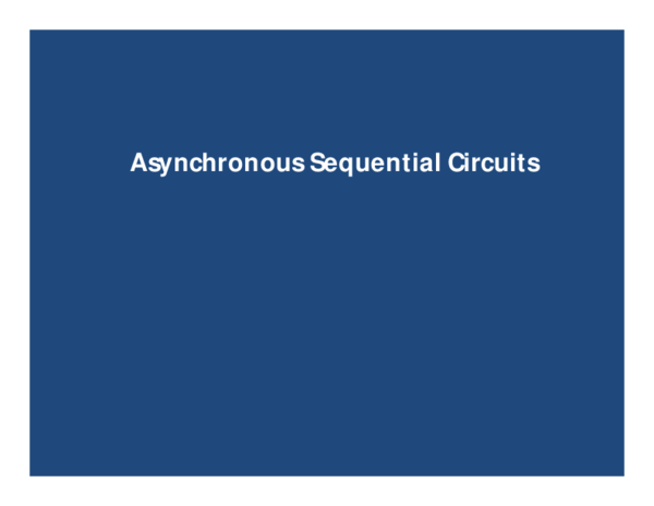 (PDF) Asynchronous Sequential Circuits