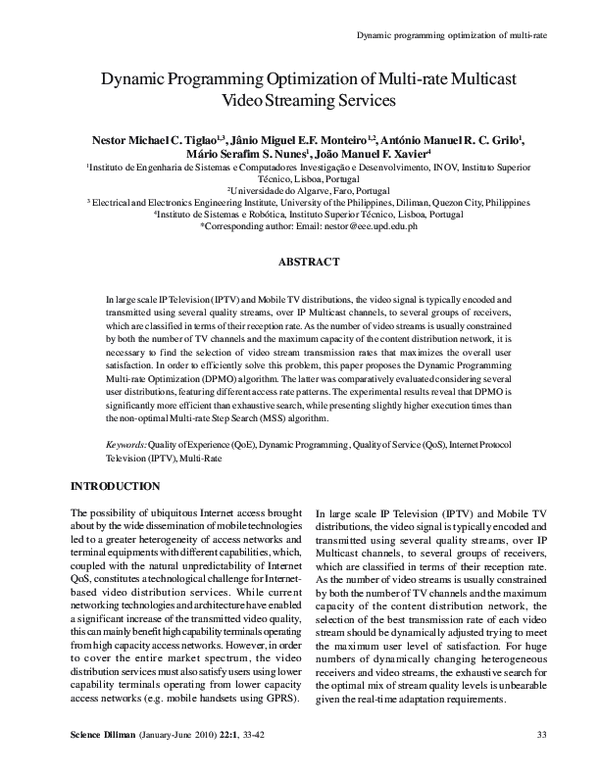 (PDF) Dynamic Programming Optimization of Multi-rate Multicast Video ...