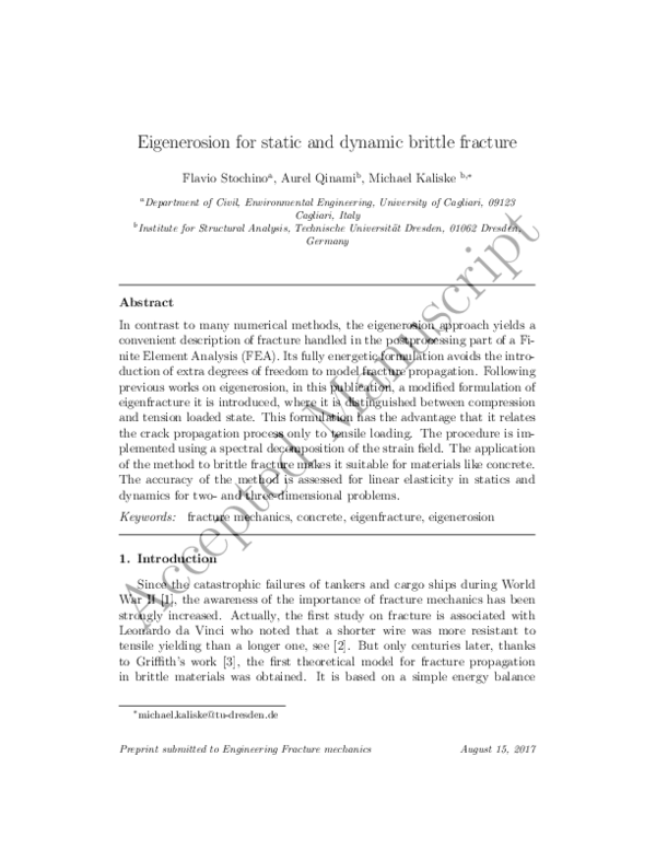 (PDF) Eigenerosion for static and dynamic brittle fracture