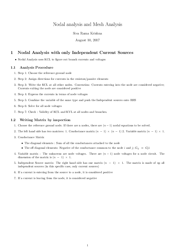 (PDF) Nodal analysis and Mesh Analysis