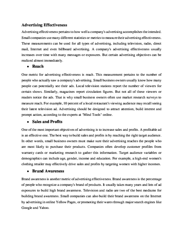 (DOC) Advertising Effectiveness