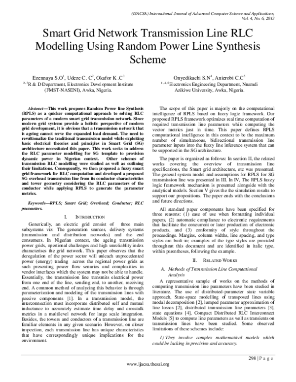 (PDF) Smart Grid Network Transmission Line RLC Modelling Using Random ...