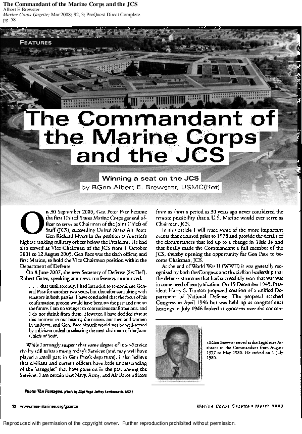 (PDF) The Commandant of the Marine Corps and the JCS