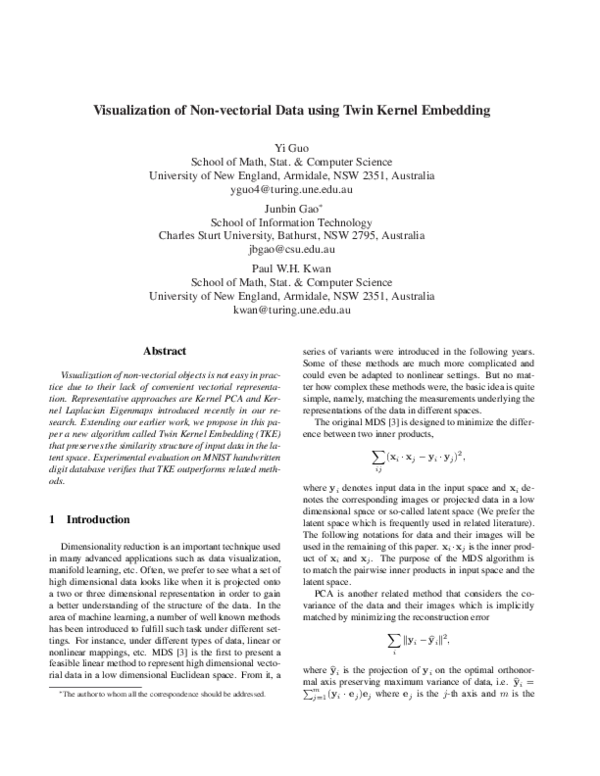 (PDF) Visualization of Non-vectorial Data Using Twin Kernel Embedding | Junbin Gao - Academia.edu