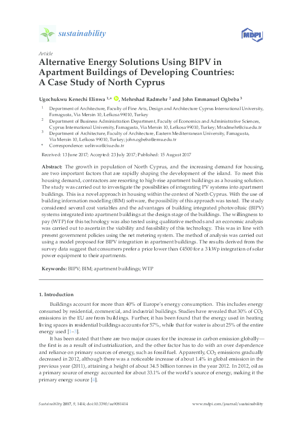 (PDF) Alternative Energy Solutions Using BIPV in Apartment Buildings of ...