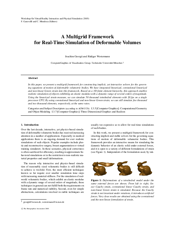 (PDF) Real-time Multigrid Simulation of Deformable Bodies