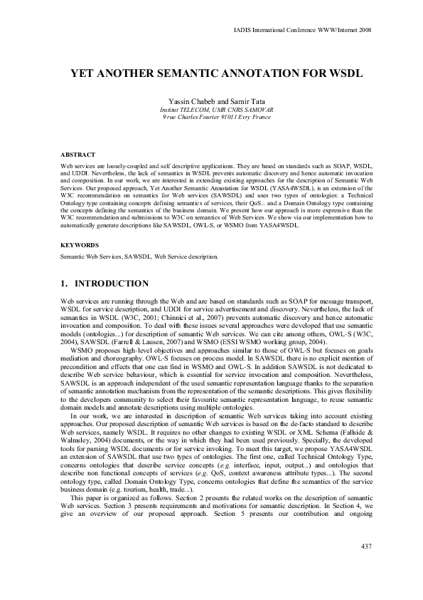(PDF) Yet Another Semantic Annotation for WSDL