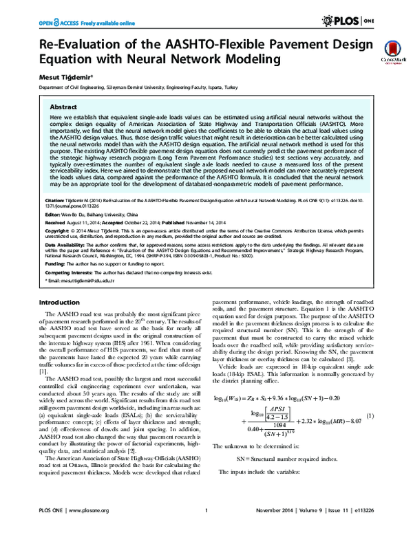 (PDF) Re-Evaluation of the AASHTO-Flexible Pavement Design Equation ...