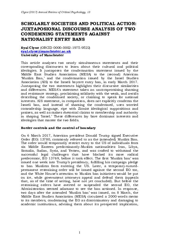 (PDF) Scholarly Societies and Political Action_Juxtaposional Discourse ...