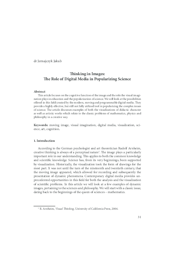 (PDF) Thinking in Images: The Role of Digital Media in Popularizing Science