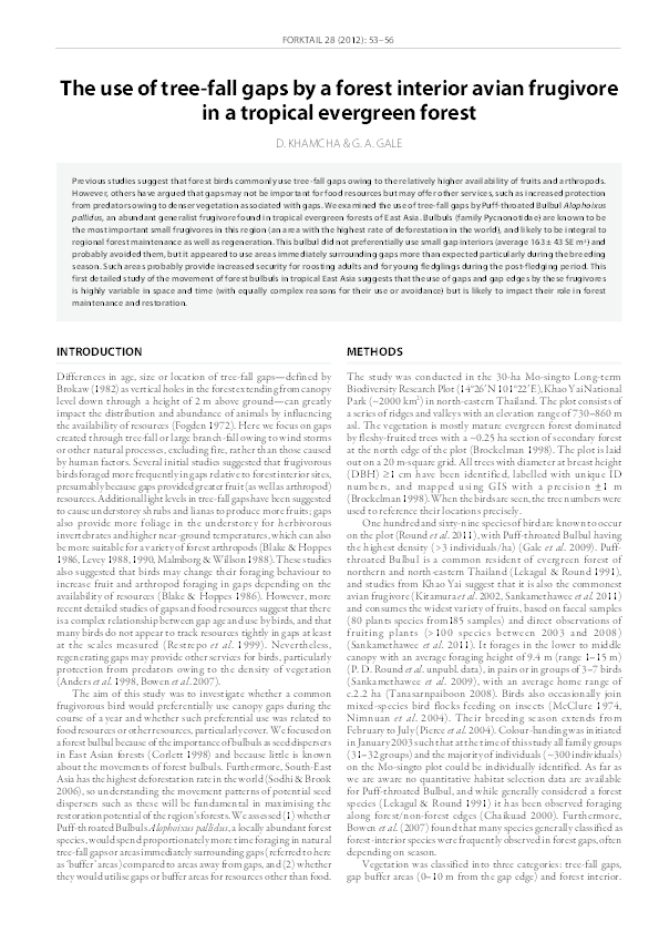 (PDF) The use of tree-fall gaps by a forest interior avian frugivore in ...