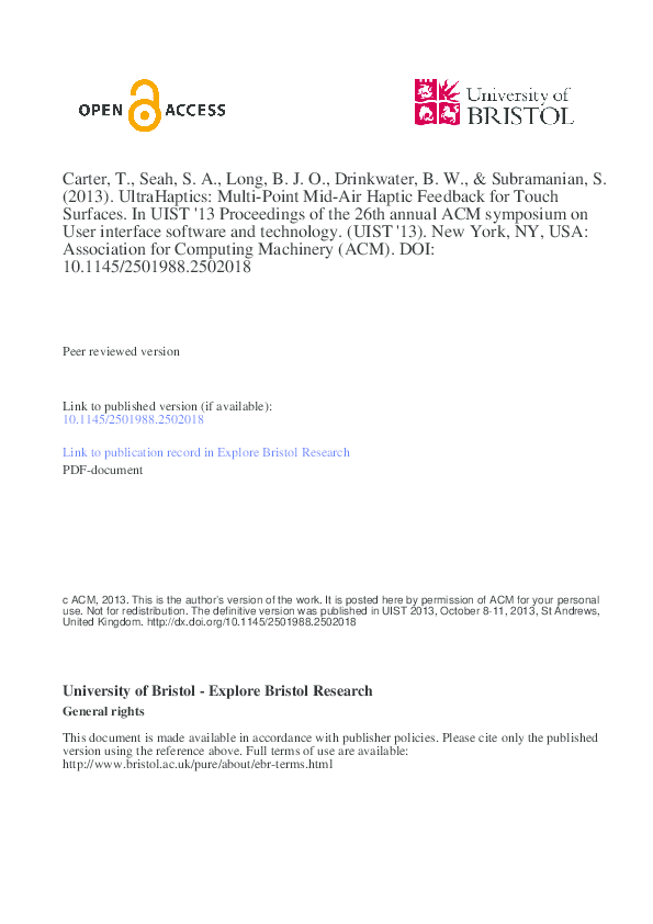 (PDF) UltraHaptics