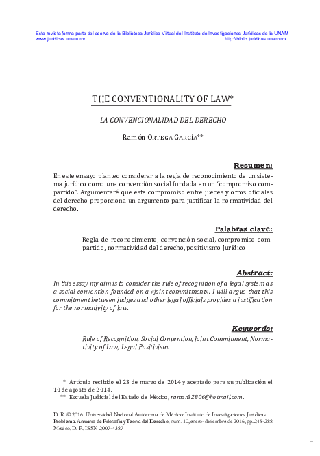 (PDF) The Conventionality of Law