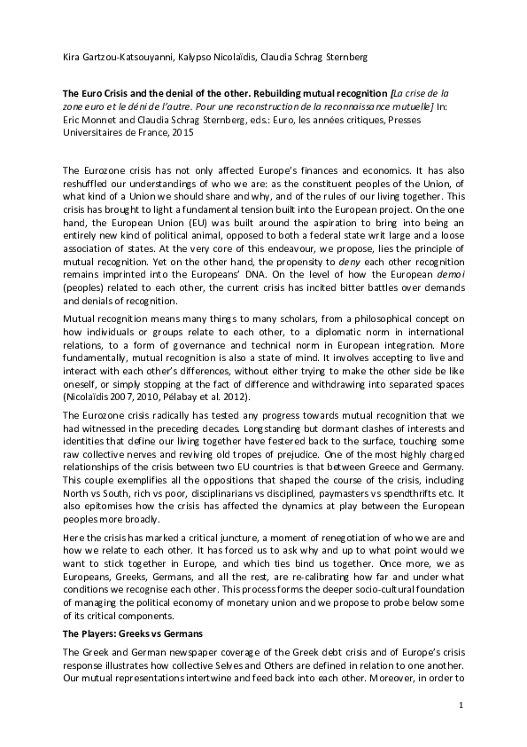 (DOC) Gartzou Nicolaidis Sternberg 2015: The Euro Crisis and the denial ...