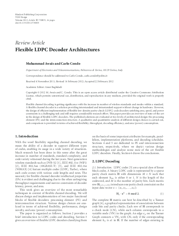 Pdf Flexible Ldpc Decoder Architectures