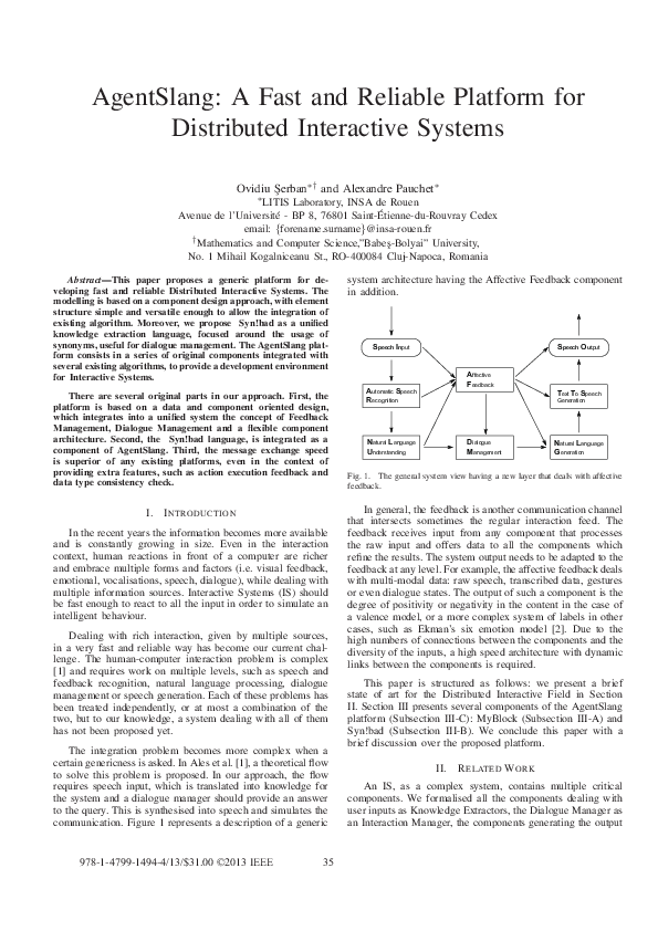(PDF) AgentSlang: A fast and reliable platform for Distributed Interactive Systems