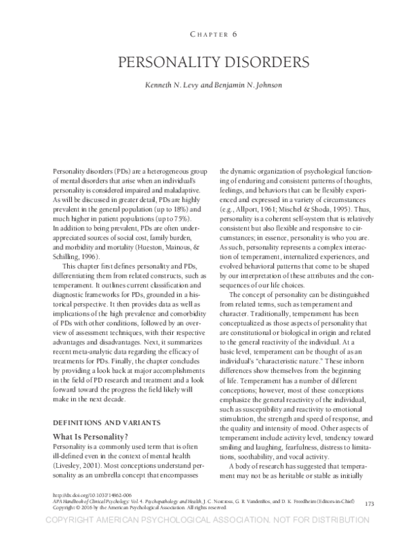(PDF) Personality Disorders