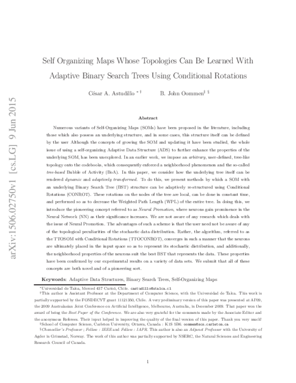 (PDF) Self-organizing maps whose topologies can be learned with adaptive binary search trees ...