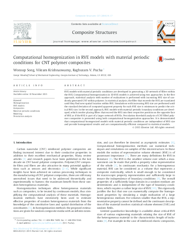 Pdf Computational Homogenization In Rve Models With Material Periodic