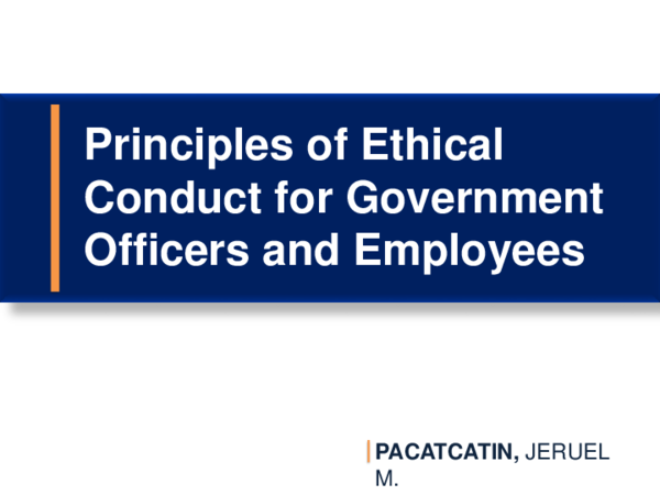 (PPT) Principles of Ethical Conduct for Government Officers and